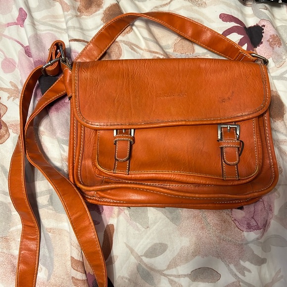 Bags | Orange Vintage Style Crossbody Bag | Poshmark